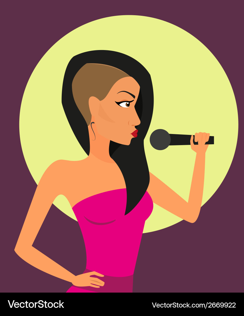 Weiblicher Rocksänger mit Mikrofon Lizenzfreier Vektor