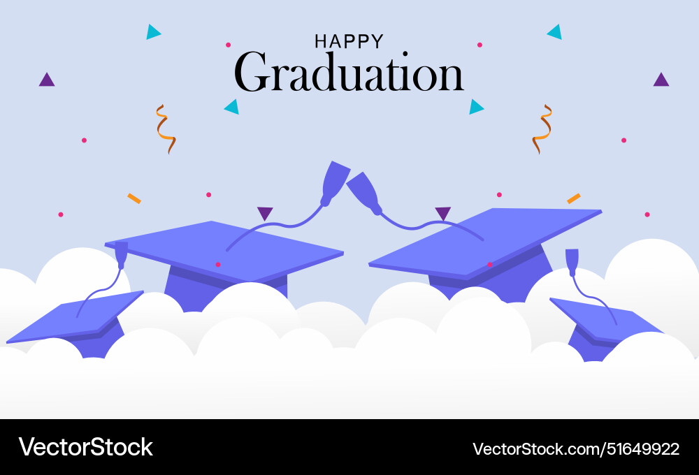 Graduation banner with cartoon Royalty Free Vector Image