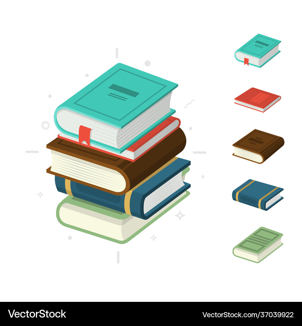 Set books flat design style Royalty Free Vector Image