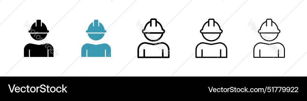 User helmet safety icon set black filled Vector Image