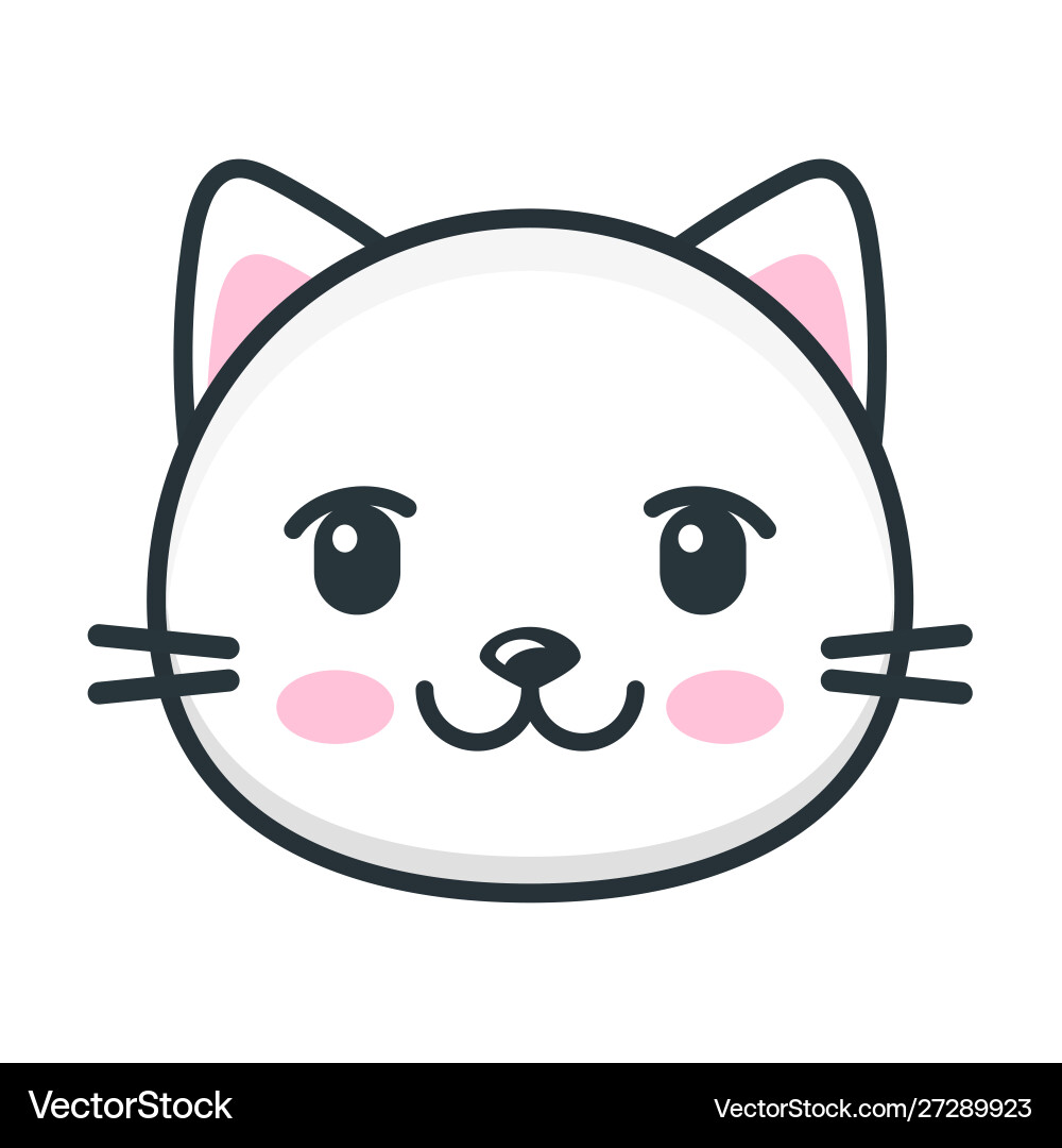 Cute cartoon cat face icon on white background Vector Image