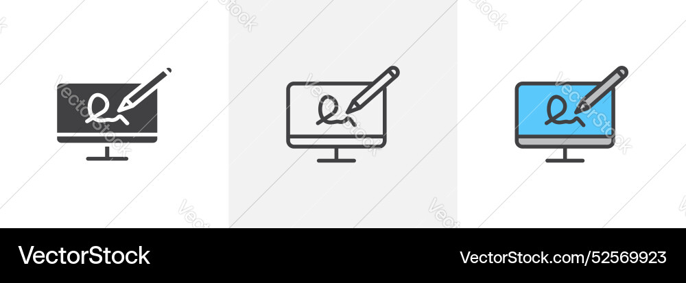 Electronic signature icon set on white background Vector Image