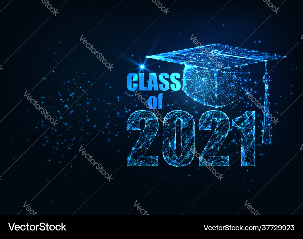 Futuristic class 2021 graduation concept Vector Image