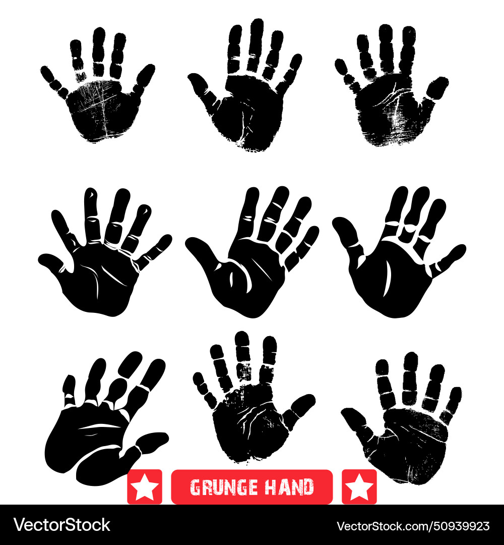 Gritty hand gestures collection rough and aged Vector Image