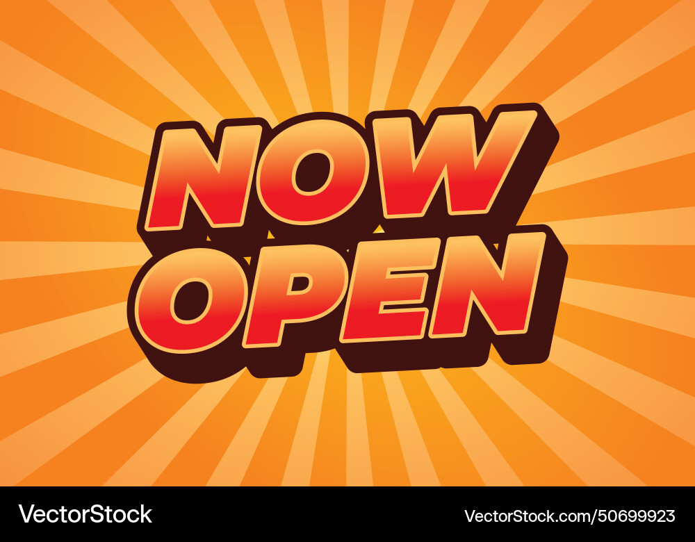 Now open text effect in red orange color with 3 Vector Image