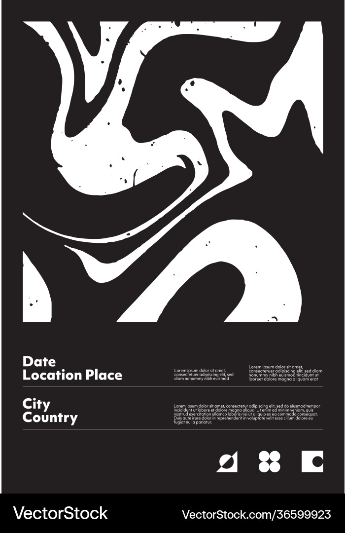 Postmodern poster mockup with liquid ornament Vector Image