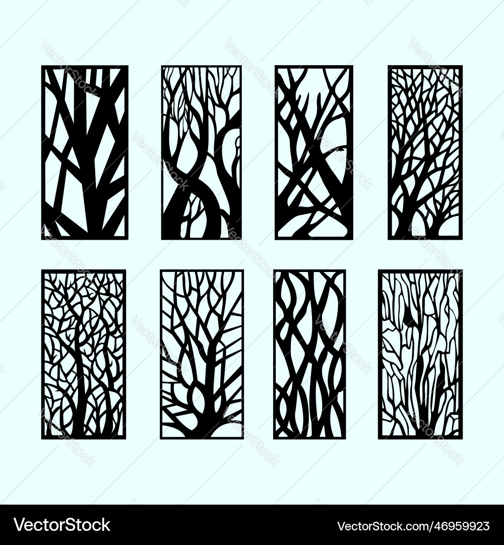 Set of decorative tree laser cut panels Royalty Free Vector