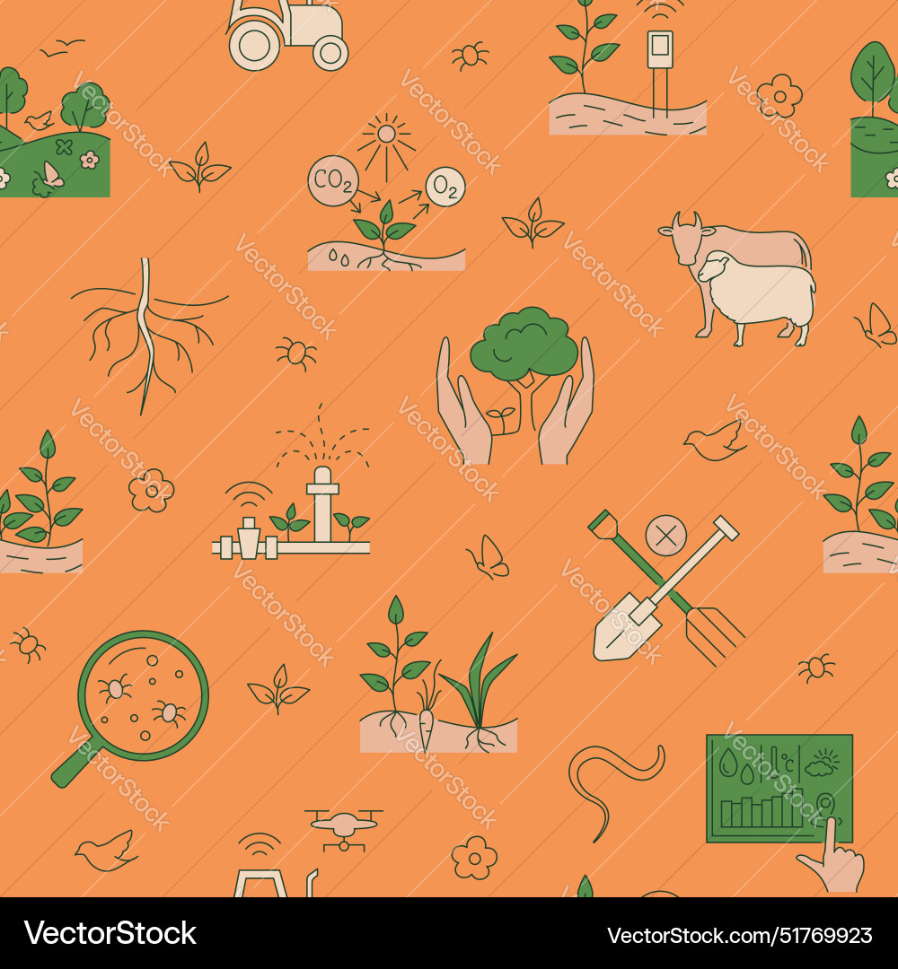 Smart farming seamless pattern Royalty Free Vector Image