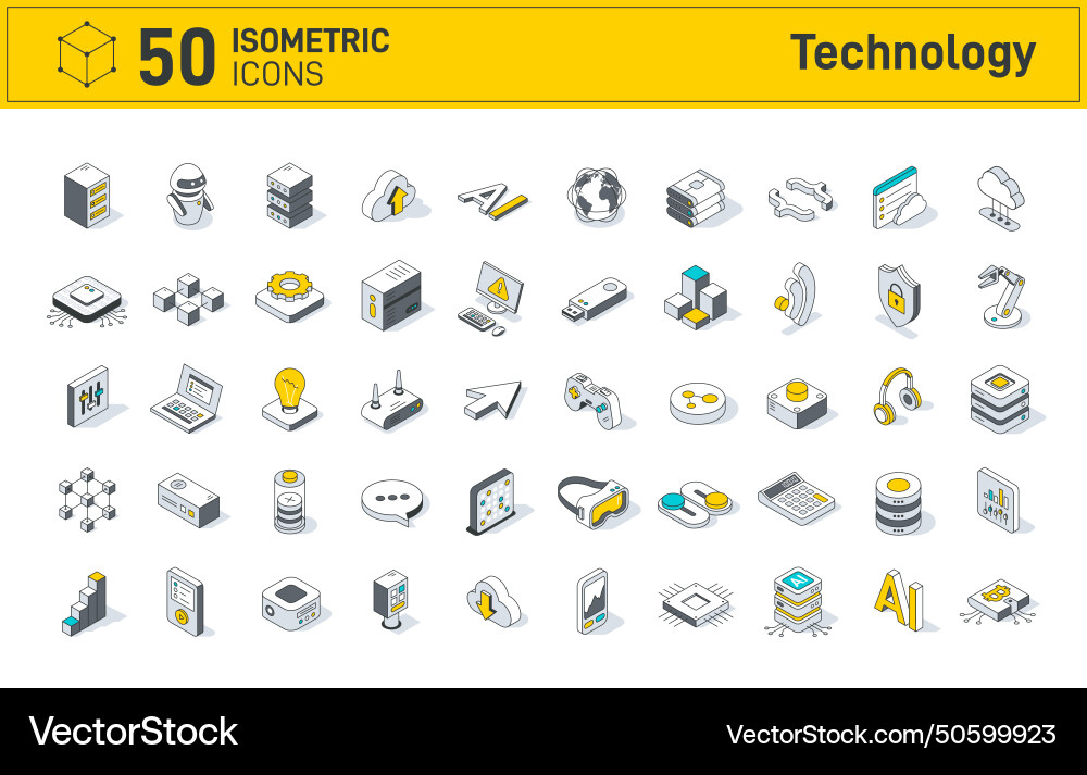 Technology isometric icon modern outline line 3d Vector Image
