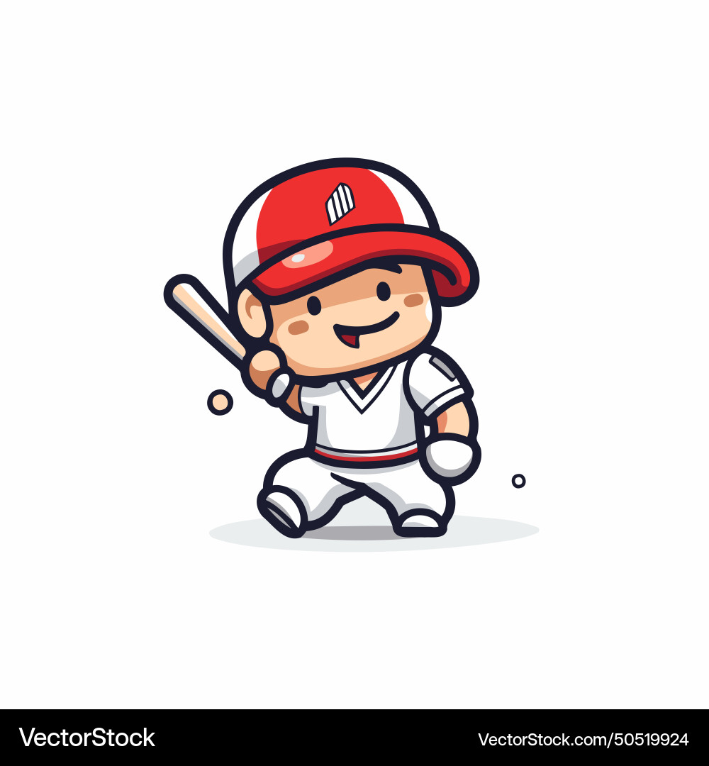 Baseball player cartoon character with bat Vector Image
