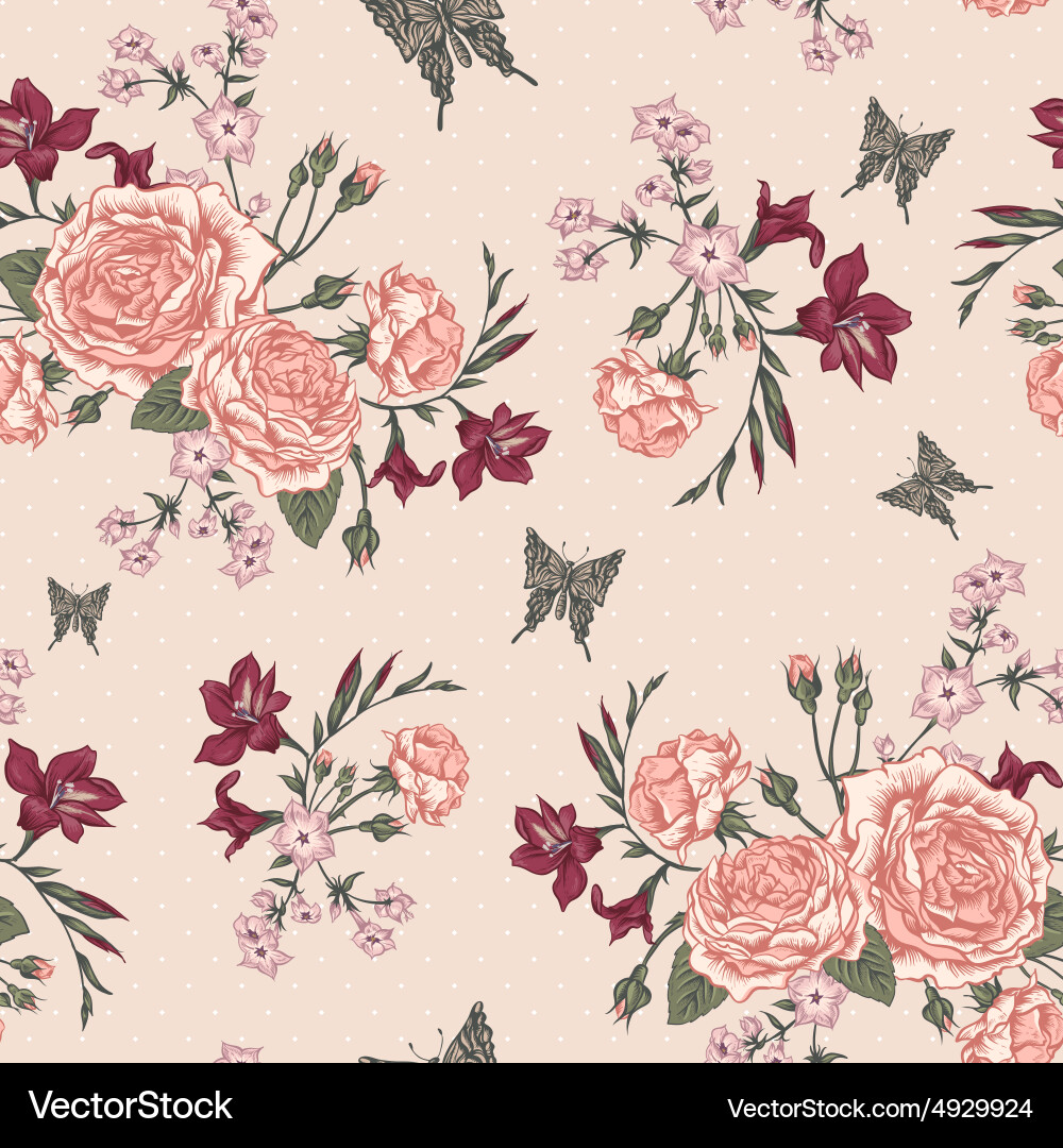 Beautiful seamless background with victorian roses