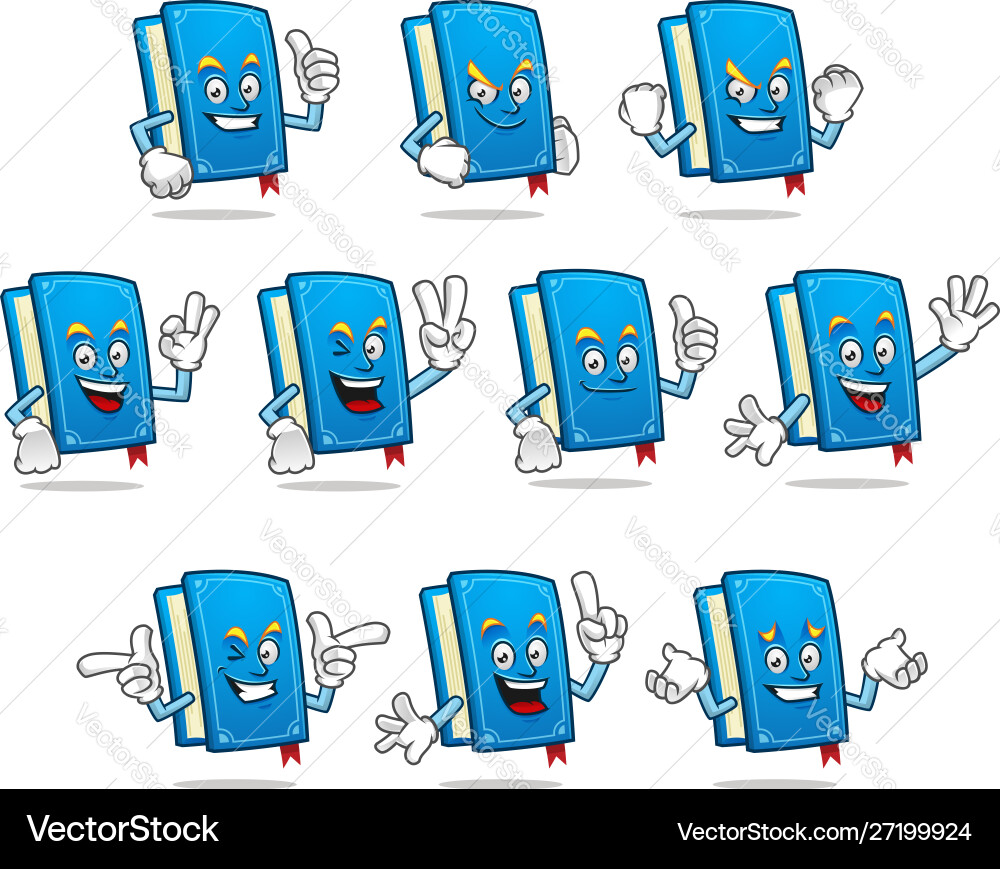 Book mascot pack character set books Royalty Free Vector