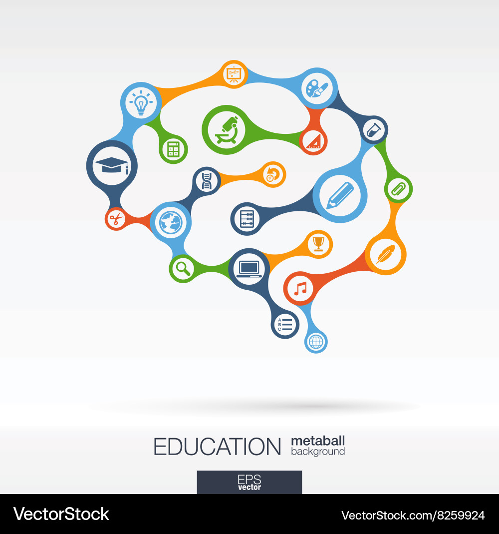 Connected Circles: Education & Knowledge Vector Image