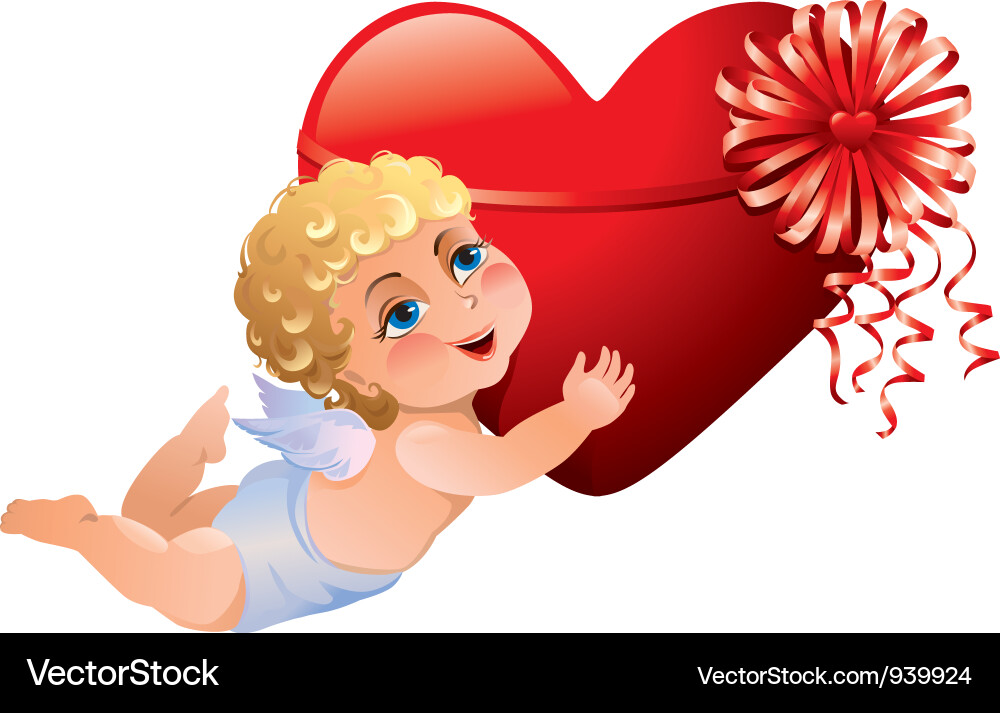 Cupid brings heart Royalty Free Vector Image - VectorStock