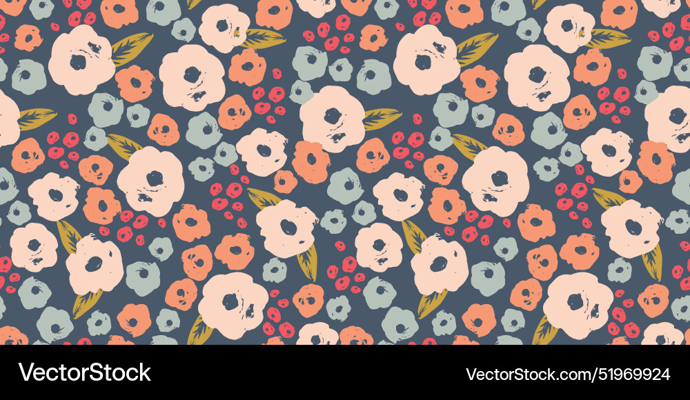 Floral Seamless Pattern - Modern & Rustic Vector Image