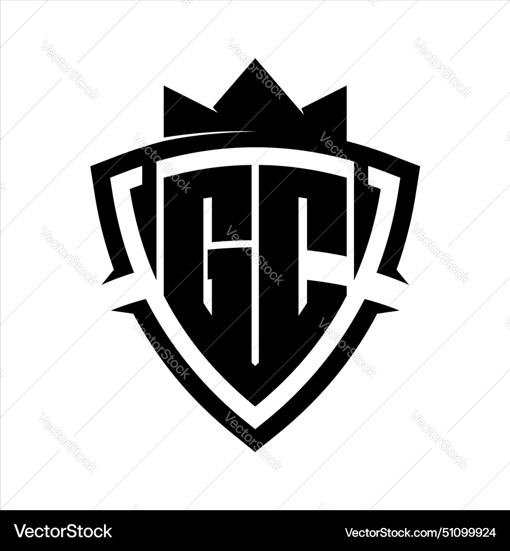 Gc letter bold monogram triangle curve shield Vector Image
