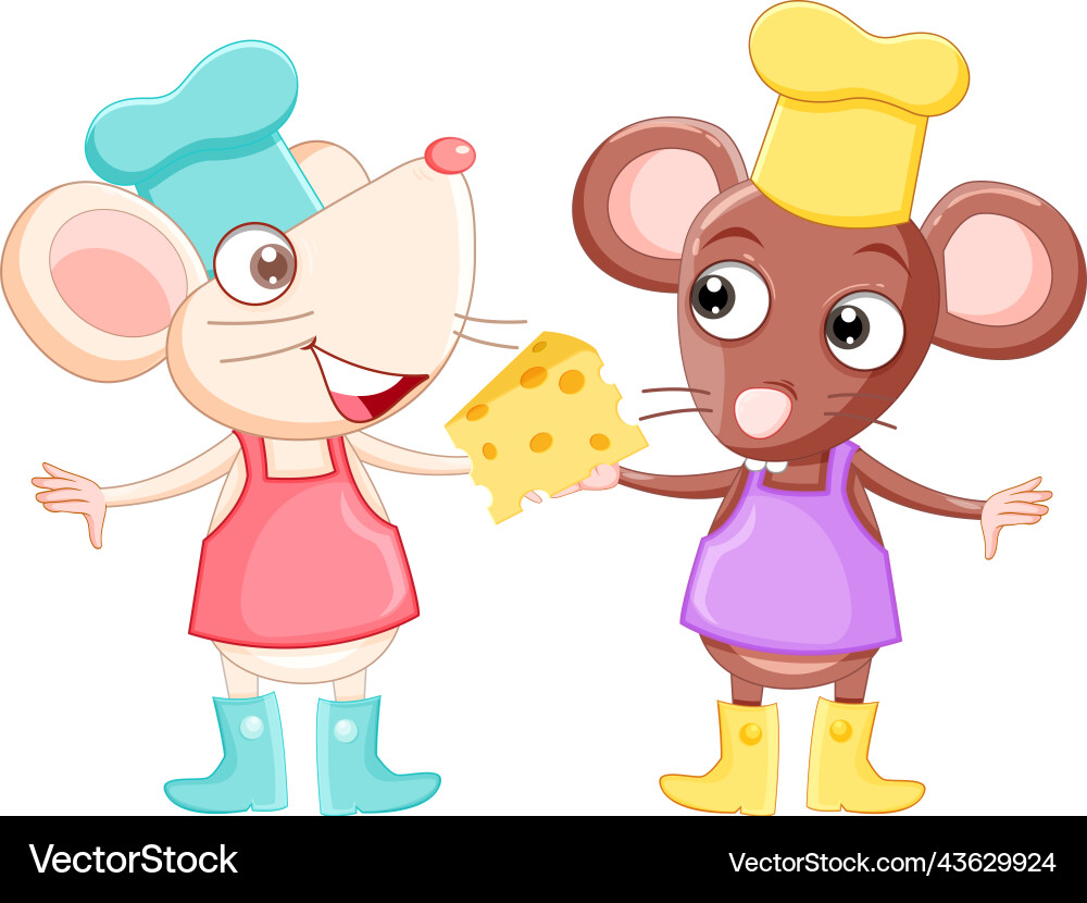 Two chef rats cartoon characters Royalty Free Vector Image