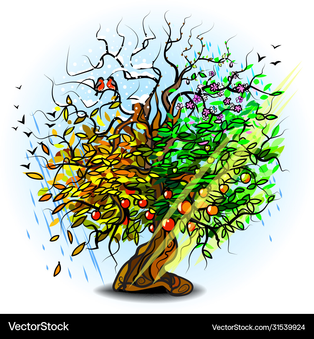 Weather calendar tree Royalty Free Vector Image