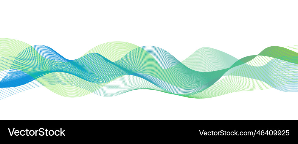Abstract blue and green wave isolated white Vector Image
