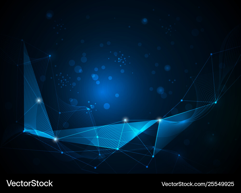 Abstract futuristic - molecules and wave digital Vector Image