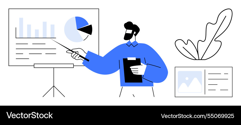 Business presentation with data charts and graphs Vector Image
