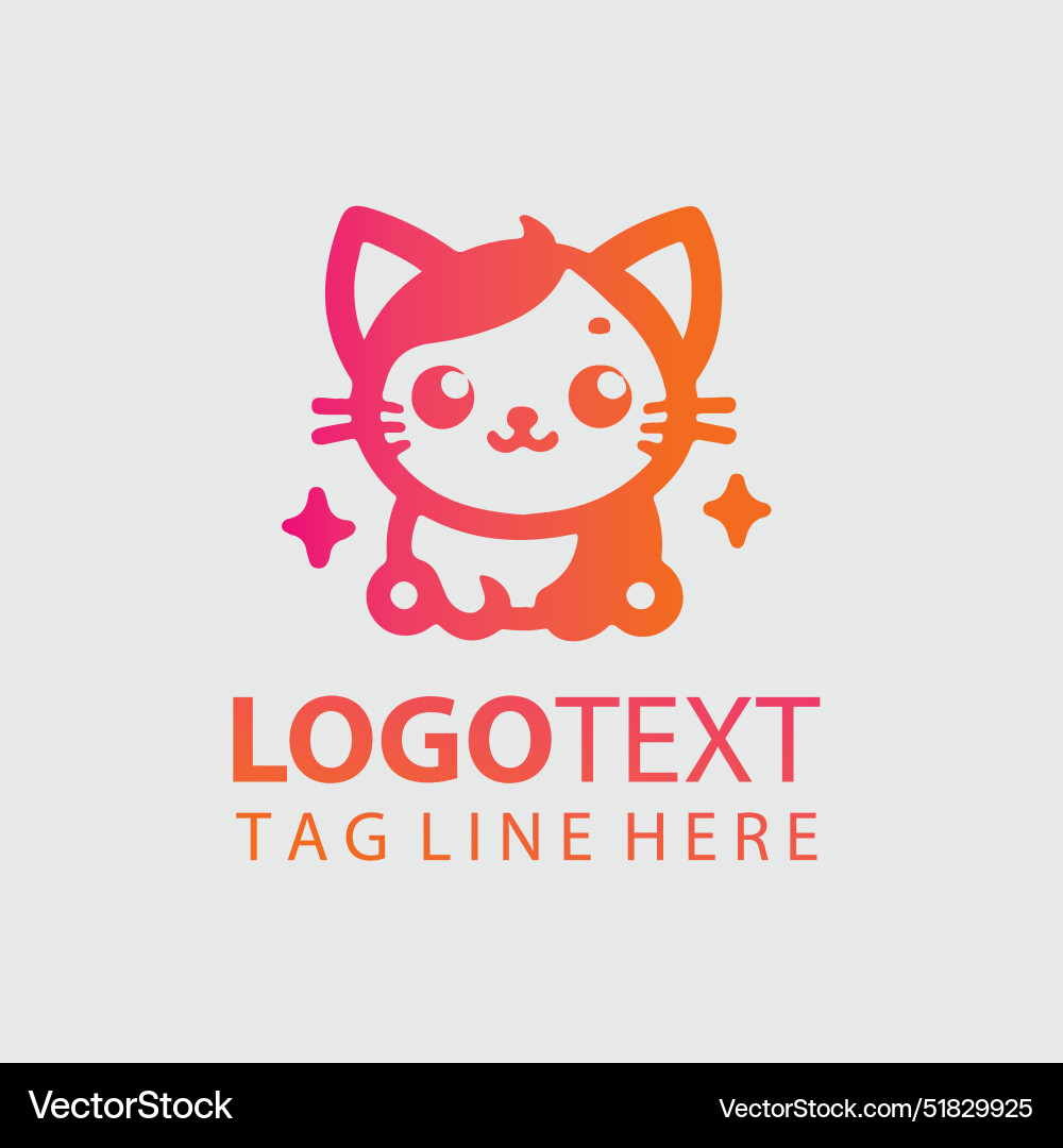 Cute kitty cat logo Royalty Free Vector Image - VectorStock