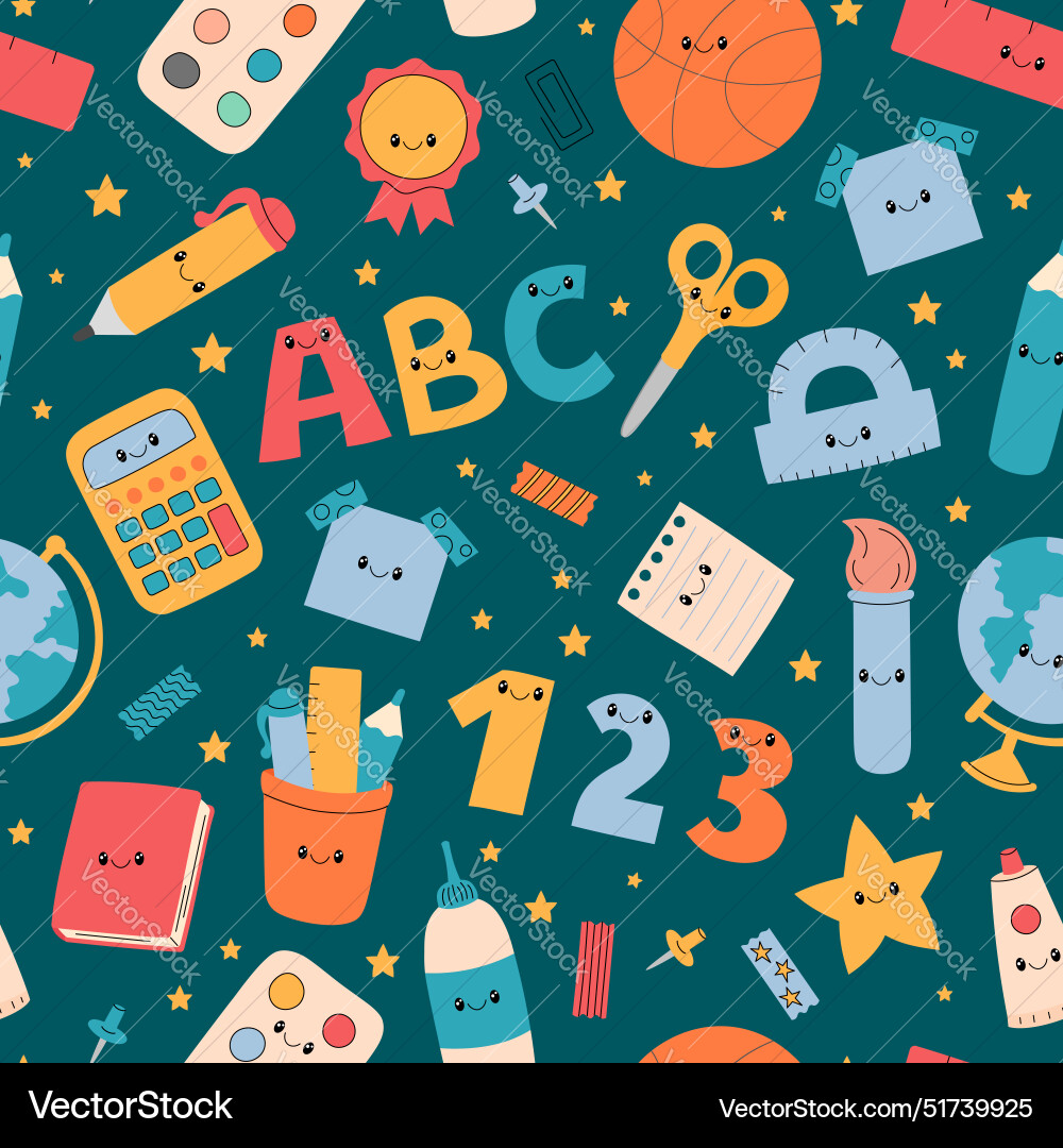 Elementary school seamless pattern Royalty Free Vector Image