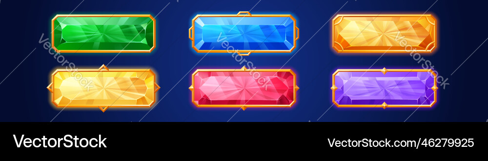 Game buttons from gems and gold frames Royalty Free Vector