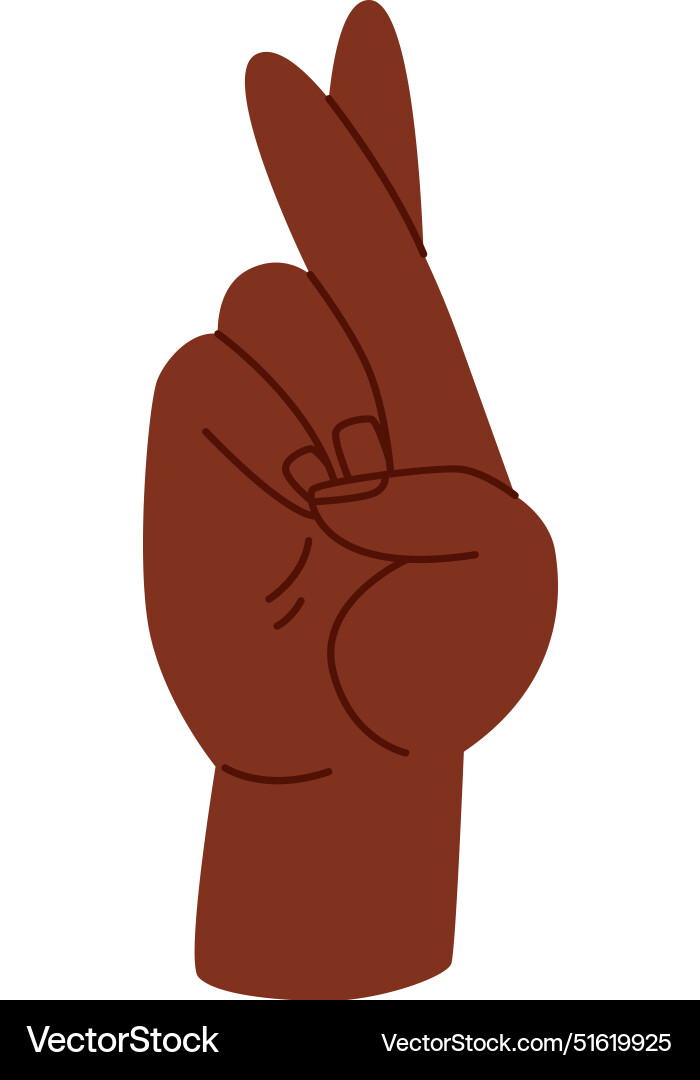 Hand sign alphabet r letter Royalty Free Vector Image