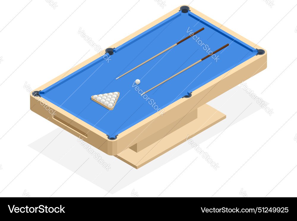 Isometric billiard table isolated on white Vector Image
