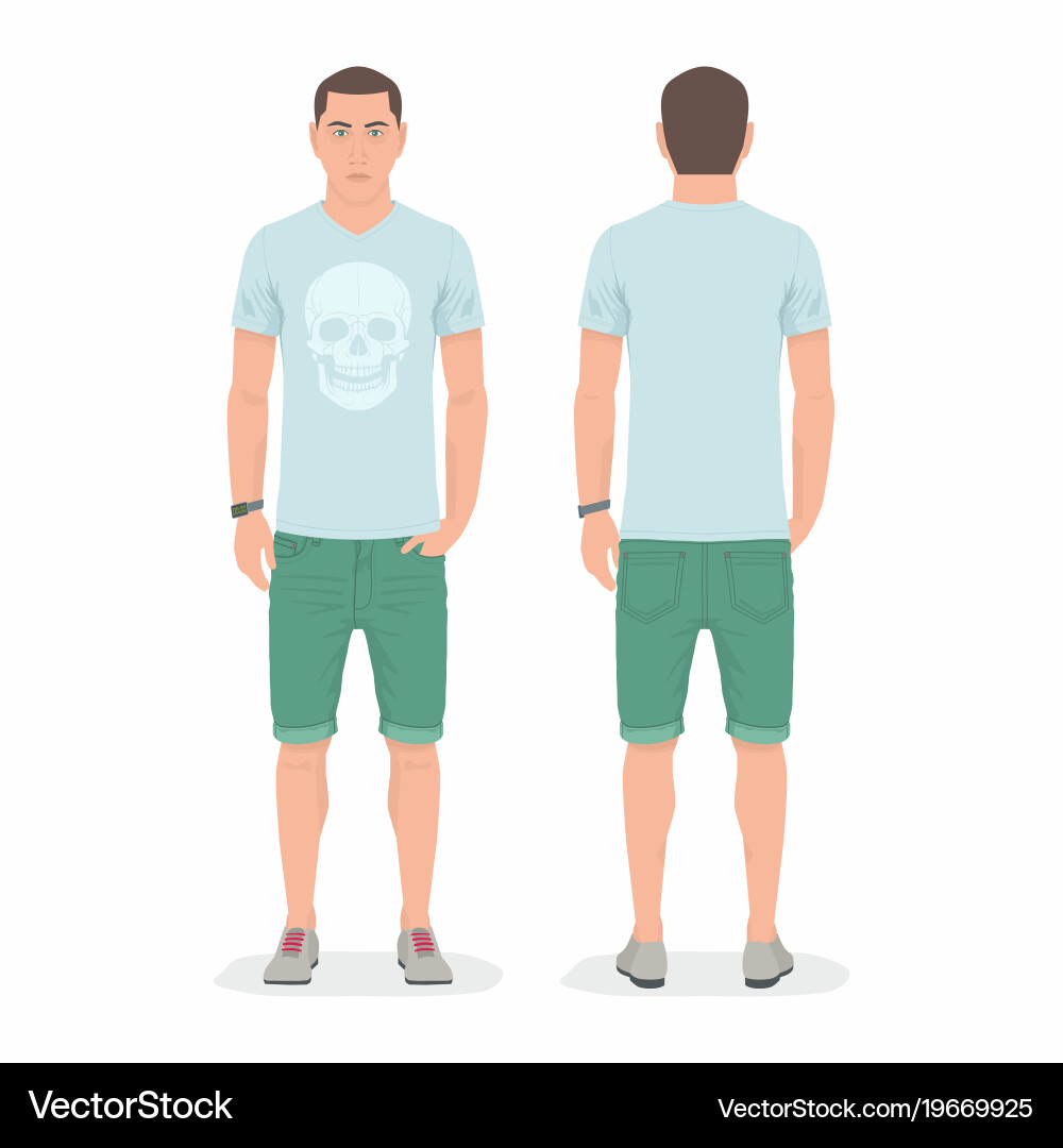Man front and back views Royalty Free Vector Image
