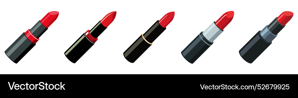 Red lipstick icons set womens icon Royalty Free Vector Image