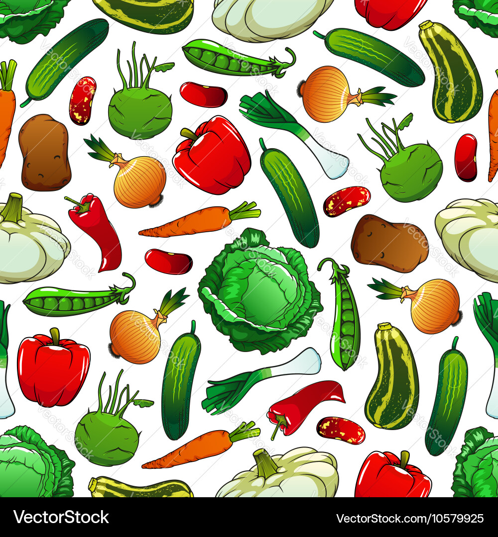 Seamless pattern of fresh vegetables Royalty Free Vector