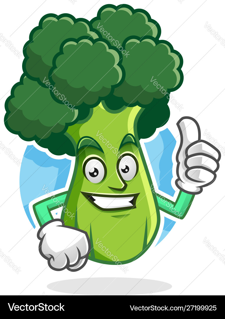 Thumb up broccoli mascot character Royalty Free Vector Image