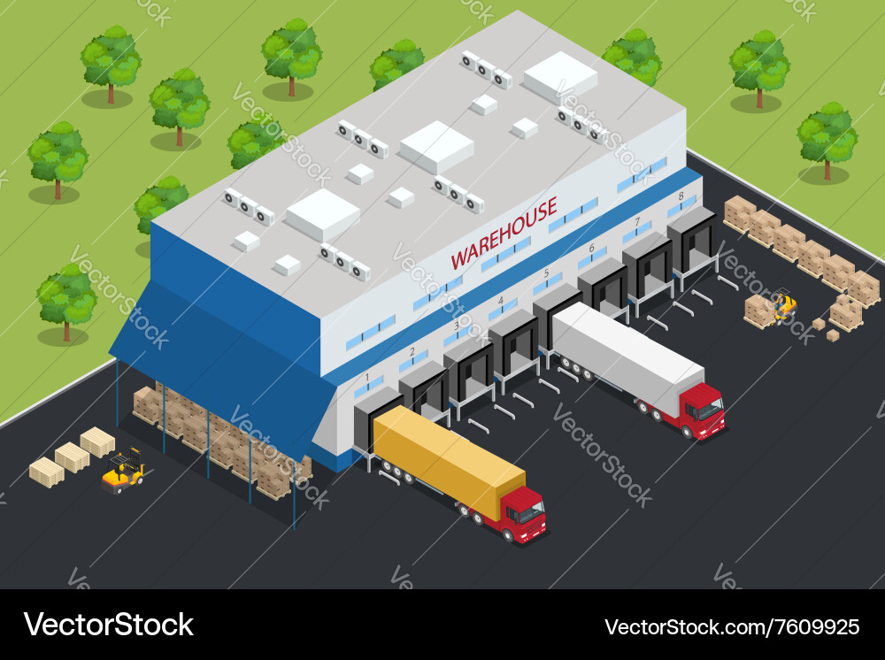 Warehouse equipment shipping and delivery flat Vector Image