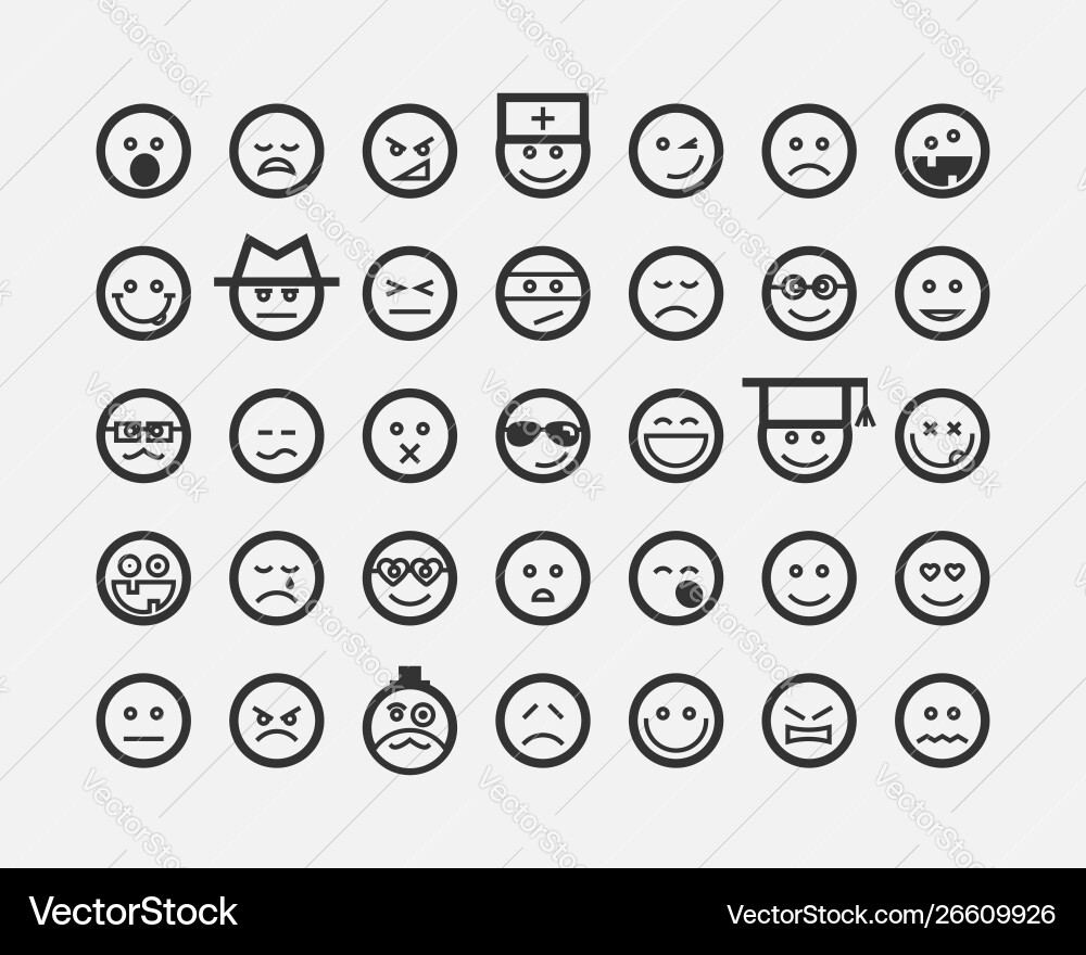 Big set smiles faces collection smile icon symbol Vector Image