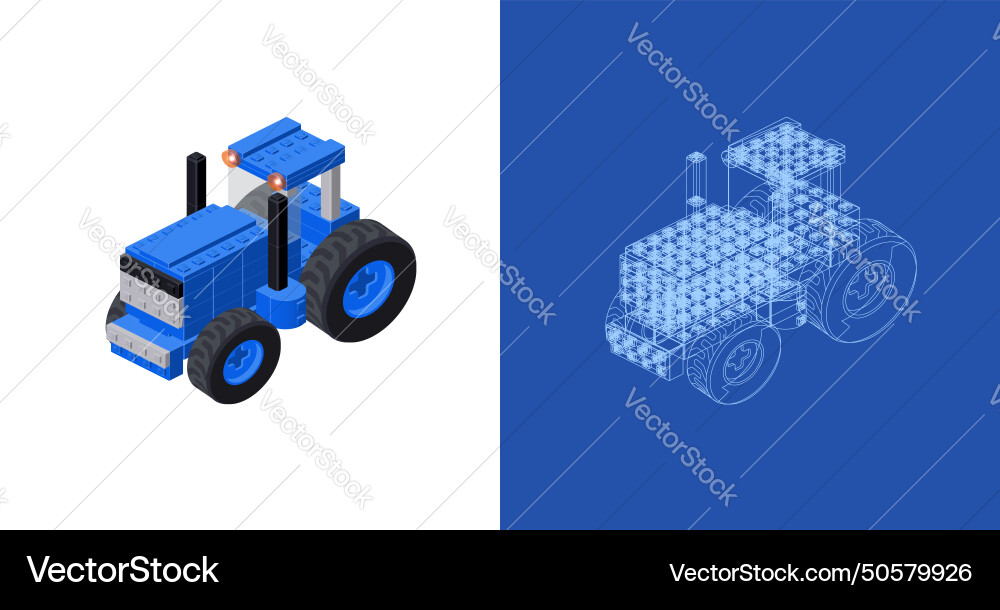 Blue tractor project for print and decoration Vector Image