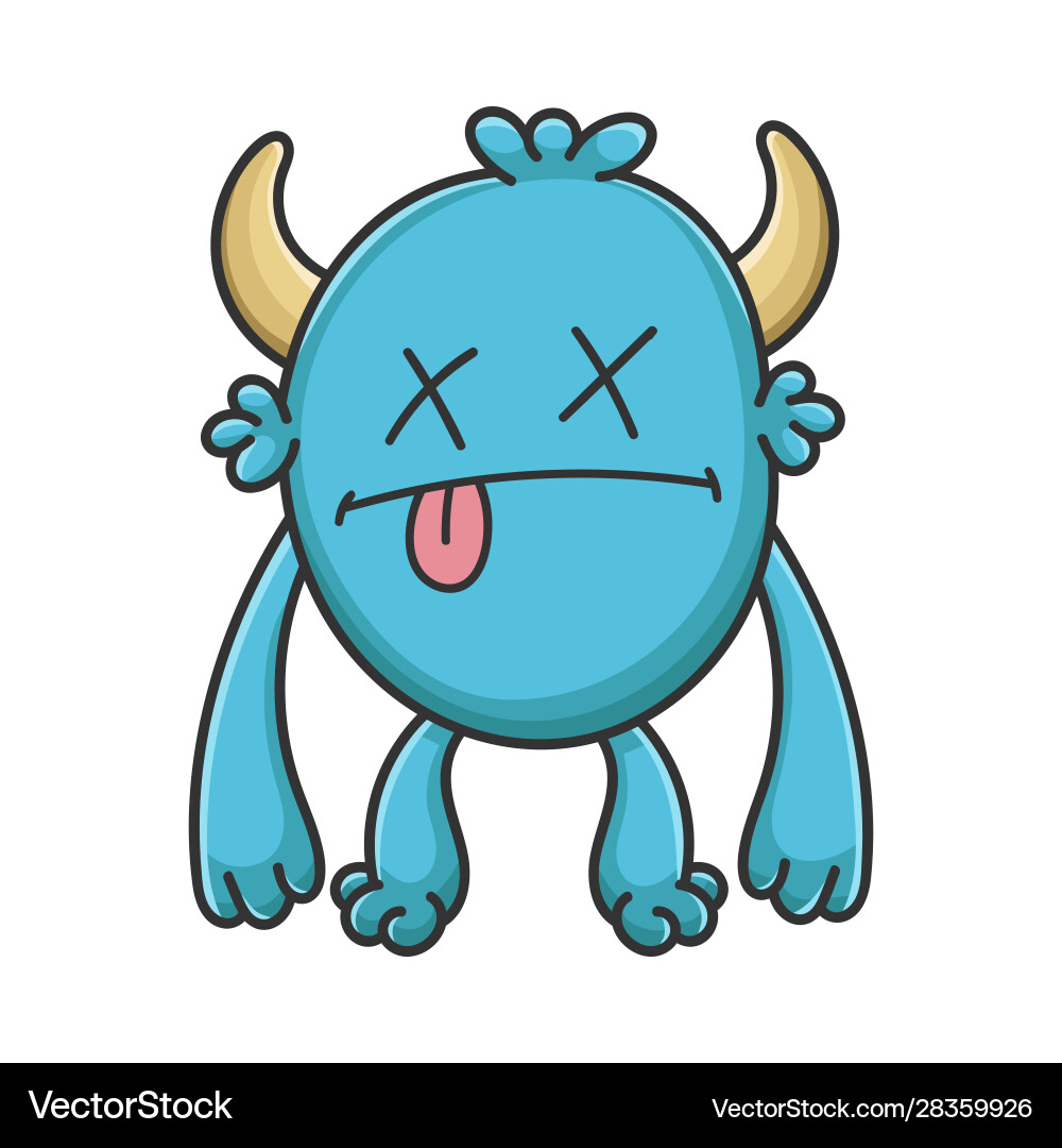 Dead cartoon furry creature monster Royalty Free Vector