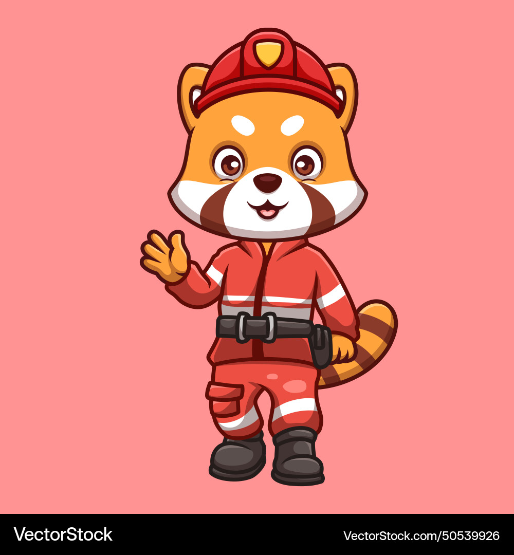 Firefighter red panda cute cartoon Royalty Free Vector Image