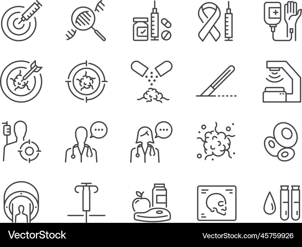 Oncology Icon Set - Medical Treatment Royalty Free Vector