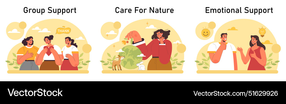 Positive psychology set thinking Royalty Free Vector Image