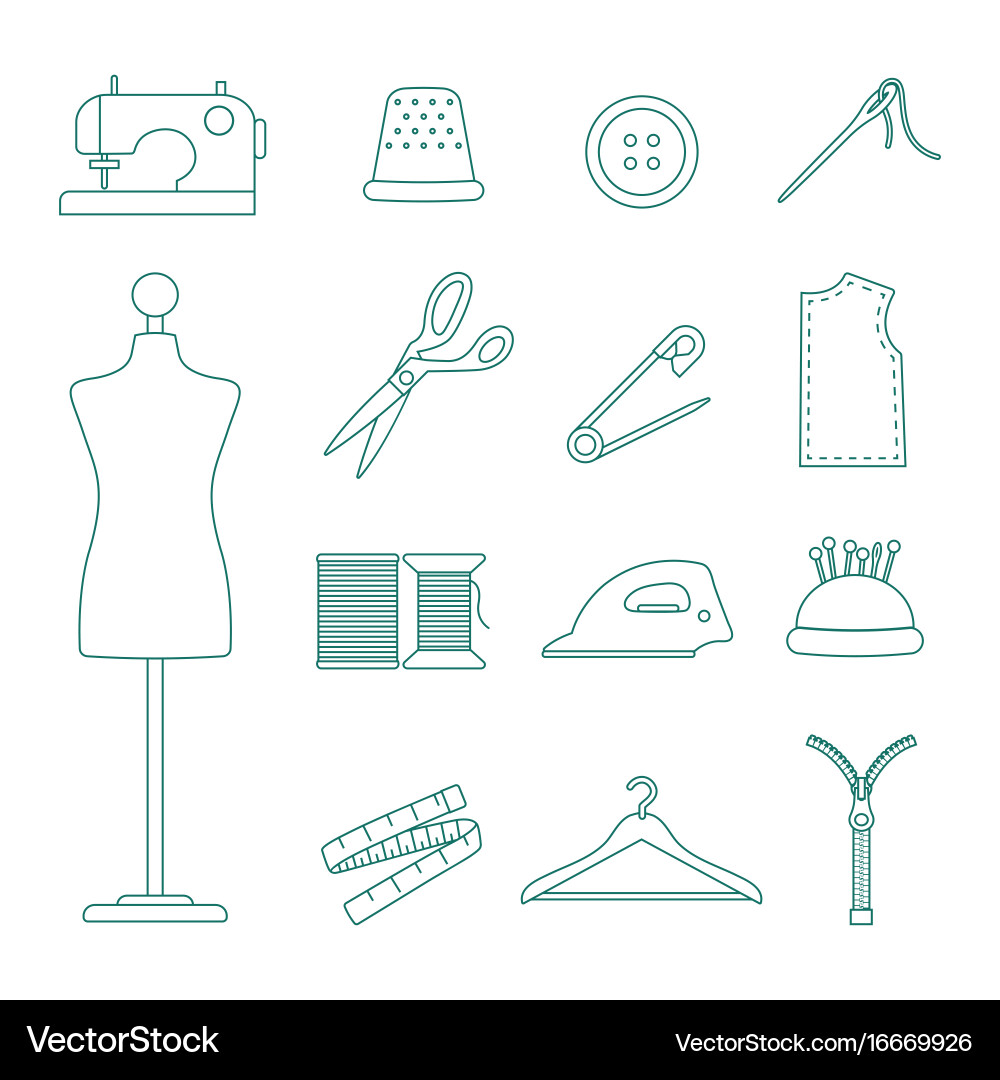 Sewing & Tailoring Icon Set Royalty Free Vector Image