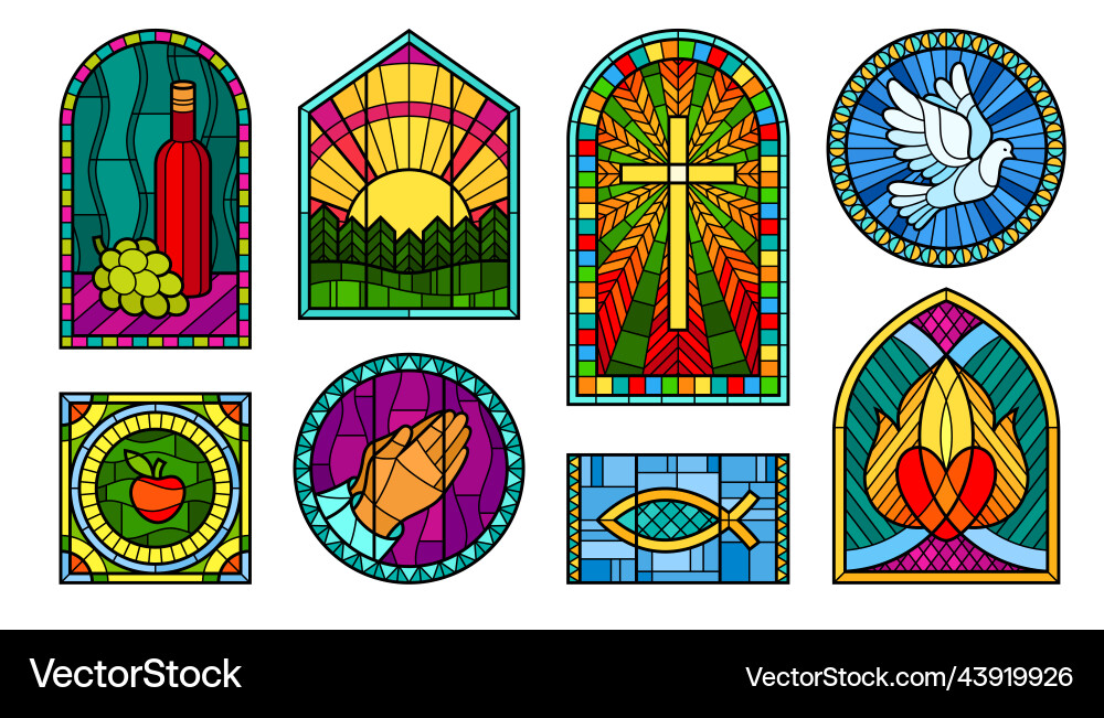 Stained Glass Church Windows Royalty Free Vector Image