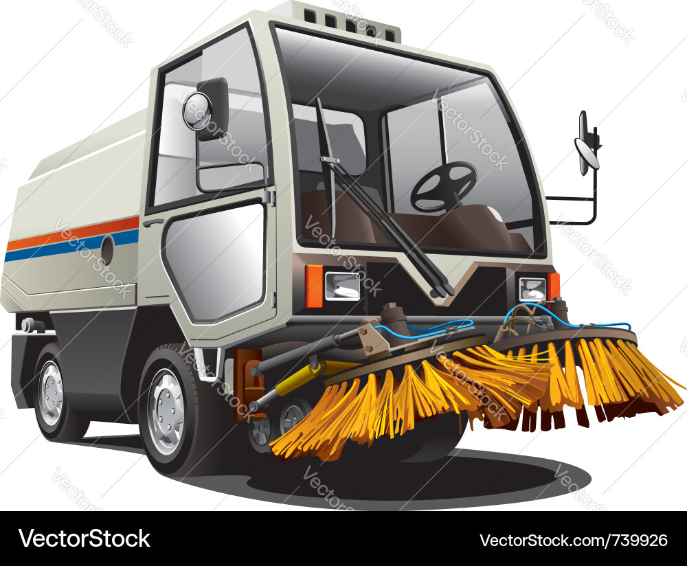Sweeper truck Royalty Free Vector Image - VectorStock
