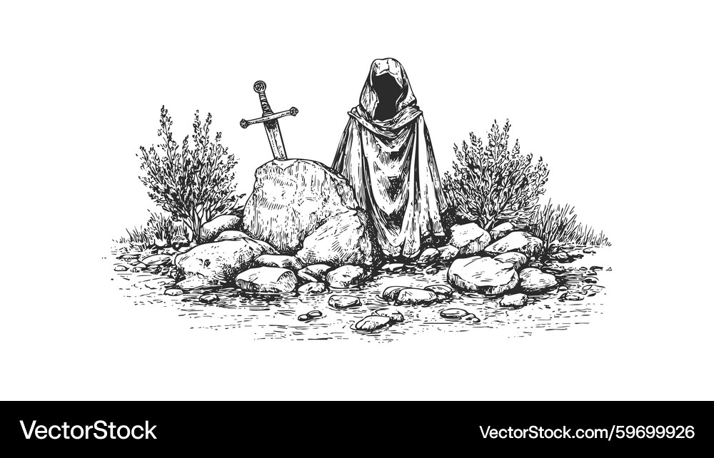 Sword in Stone - Medieval Fantasy Royalty Free Vector Image