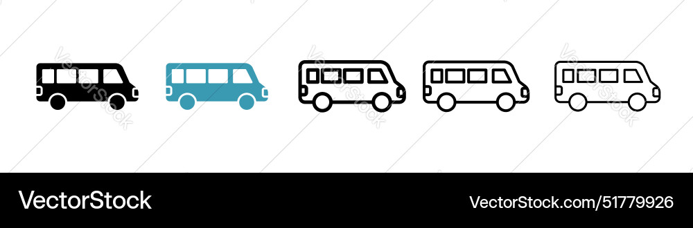 Van icon set transit delivery minibus symbol Vector Image