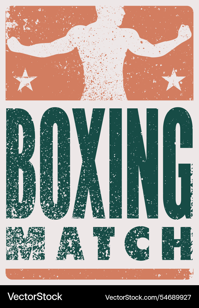 Boxing match typographical vintage grunge poster Vector Image