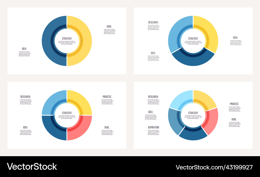 Business process chart with 2 3 4 5 steps Vector Image