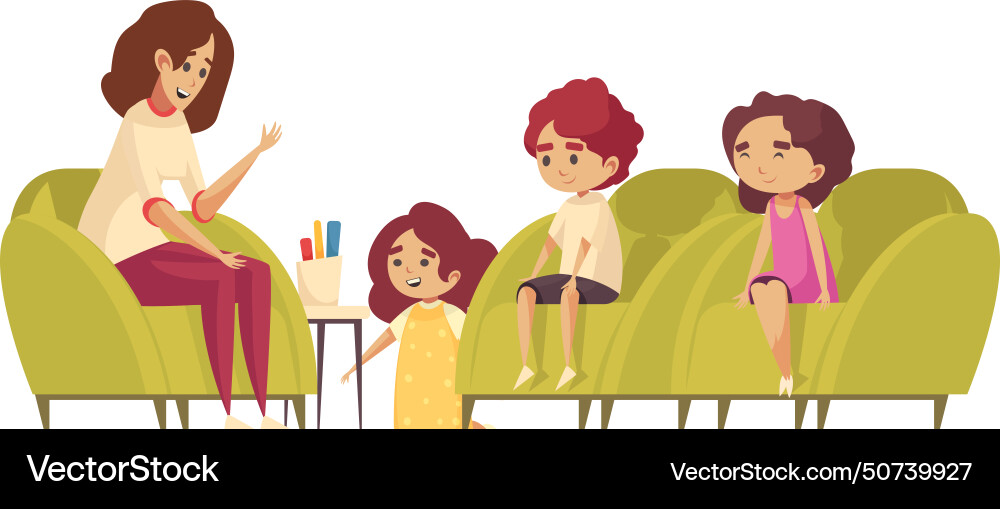 Children group psychotherapy composition Vector Image