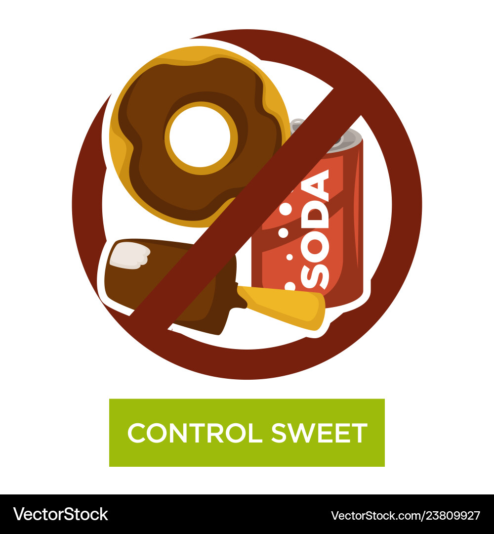 Control sweet and sugar-containing food drink Vector Image
